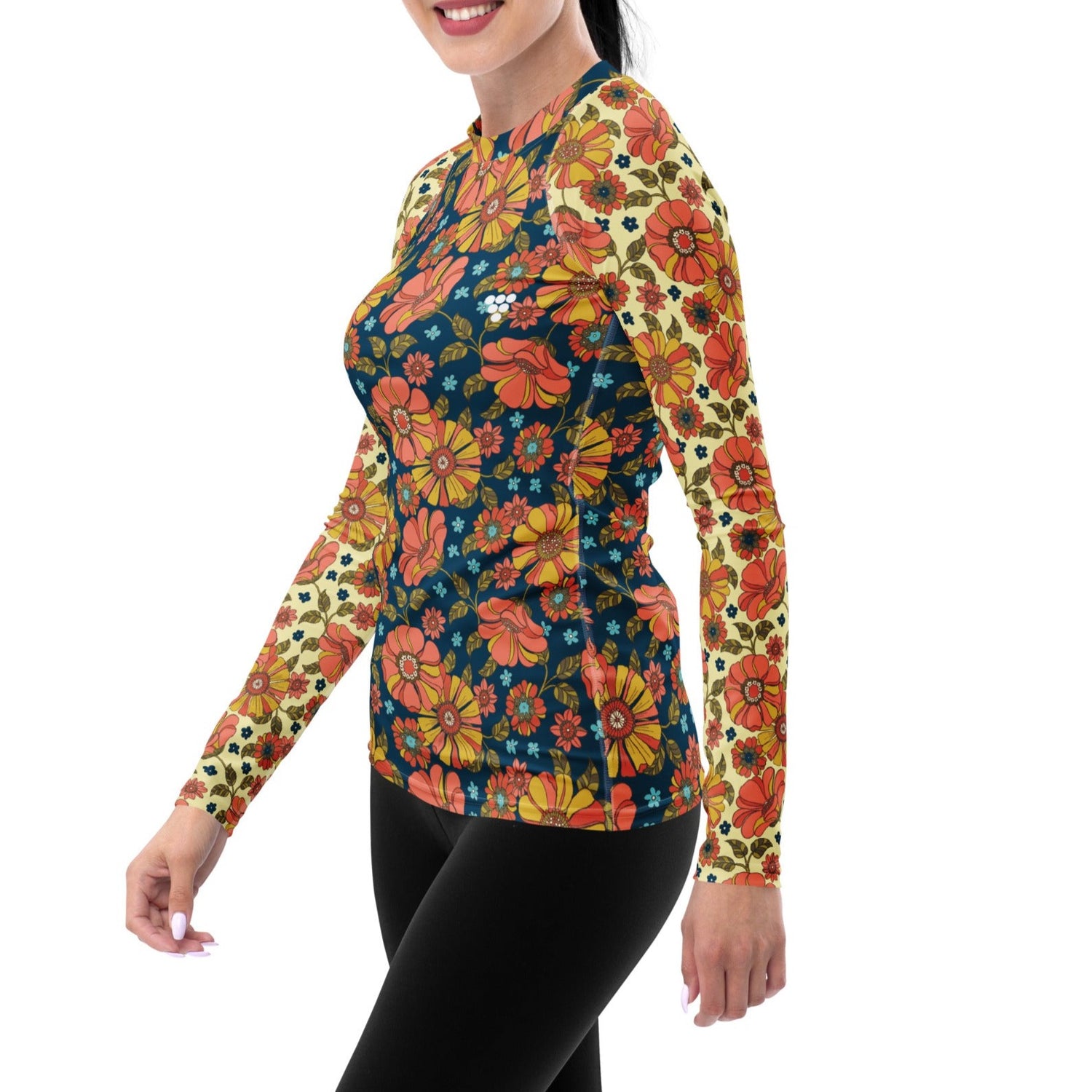 Women's Retro 70s Floral Rash Guard, UPF 50+ – Berry Jane™