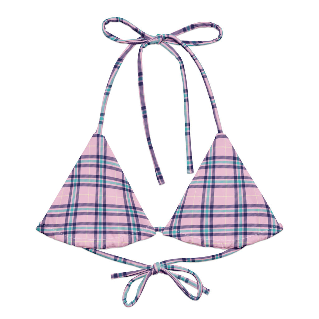 Women's Preppy Spring Plaid Bikini Top, Pink – Berry Jane™