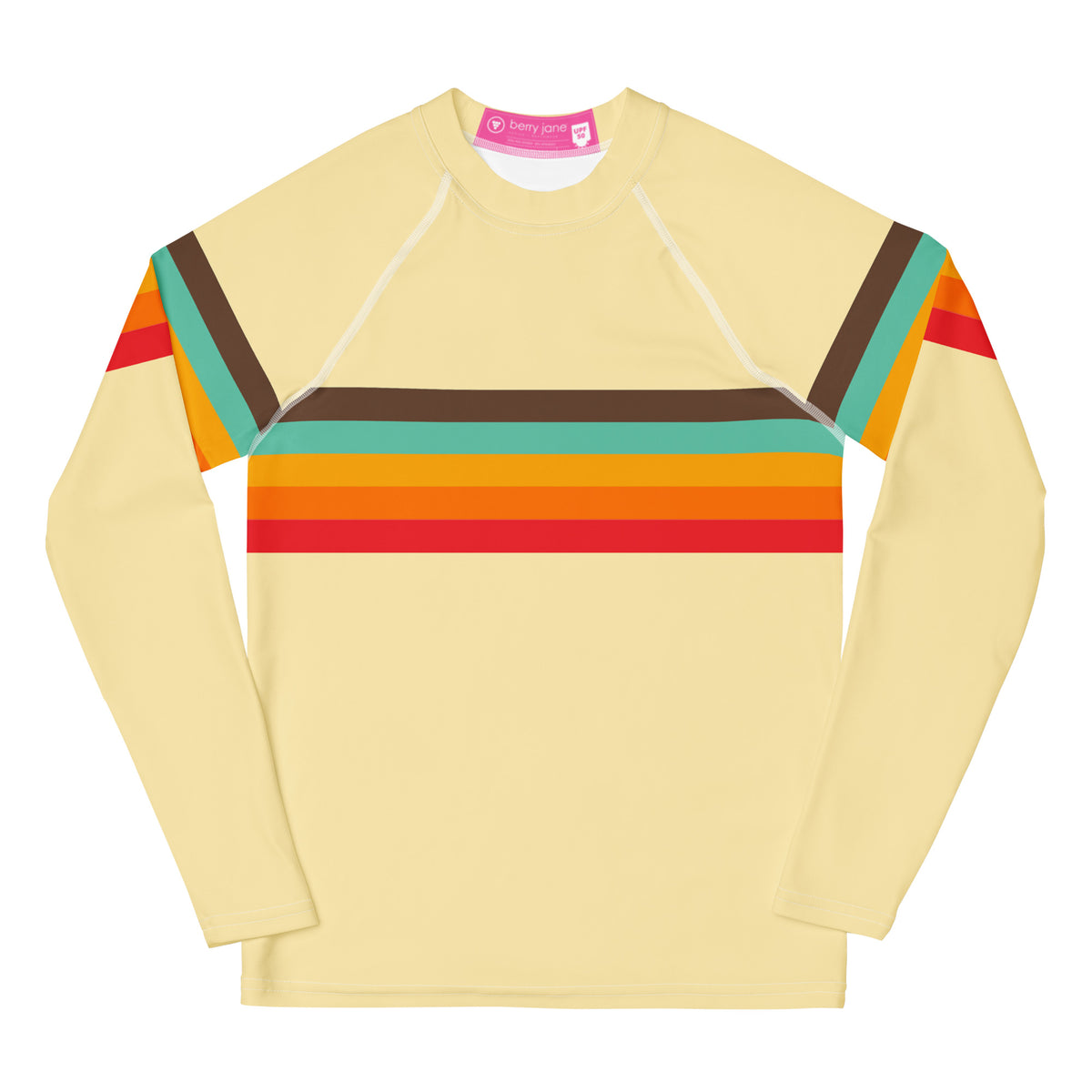 Tween & Teen Girls Rash Guard UPF 50+ (Sizes 8–20) -Vintage 70s Stripe ...