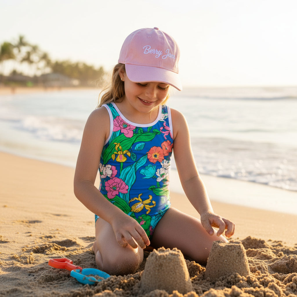 Girls UPF One Piece Swimsuit (2T-7), Electric Blue Paradise – Berry Jane™