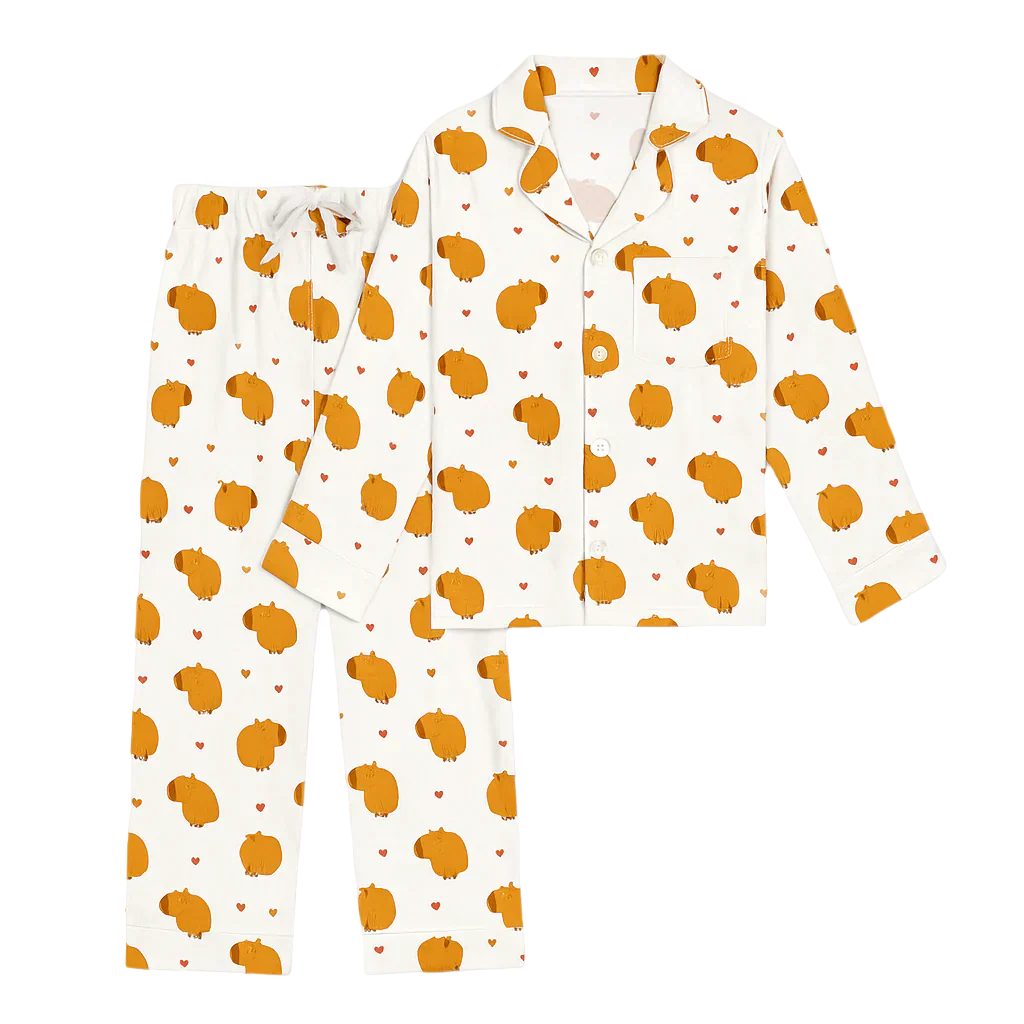 Kids Capybara and Hearts 2 Pc. Pajama Set, Unisex – Berry Jane™