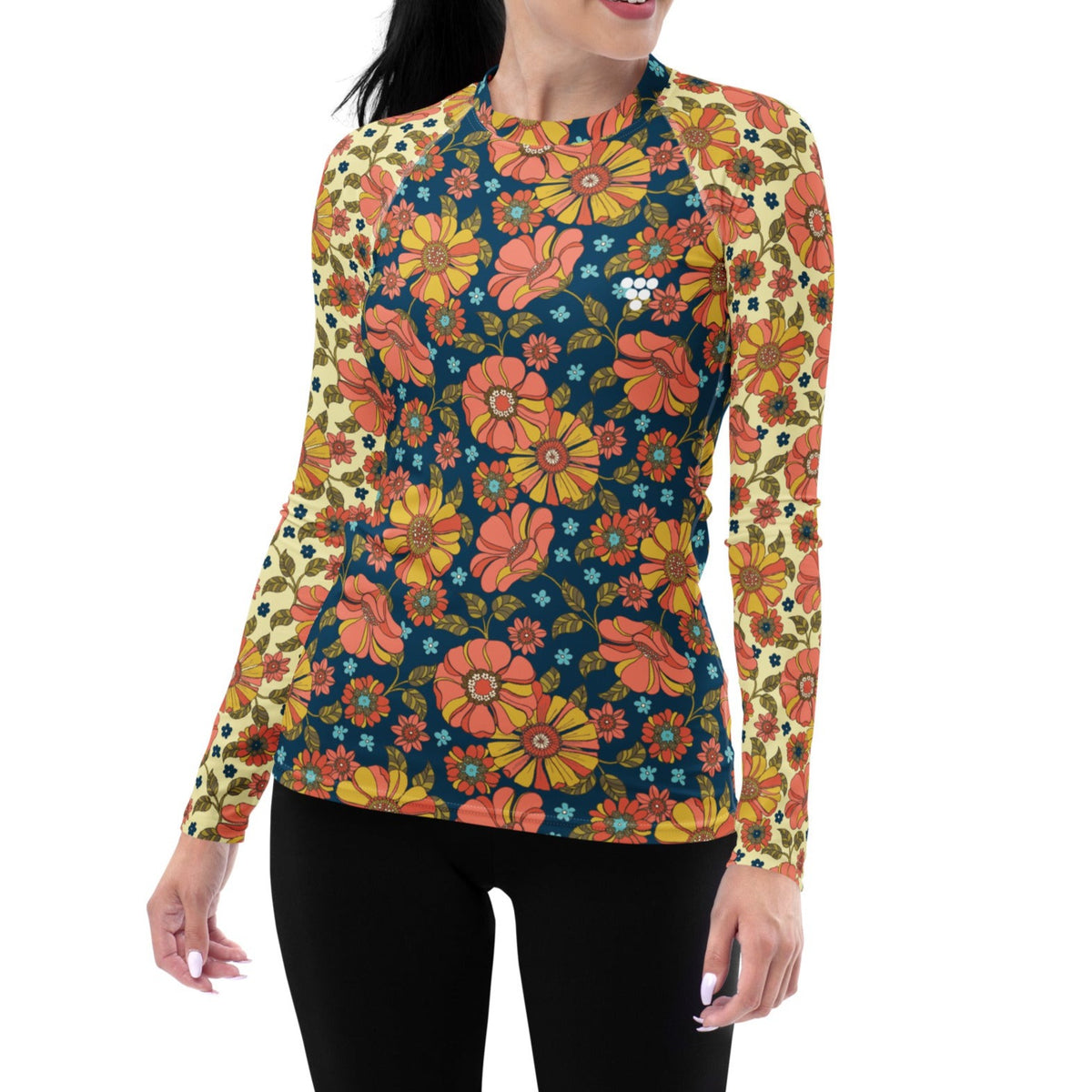 Women's Retro 70s Floral Rash Guard, UPF 50+ – Berry Jane™